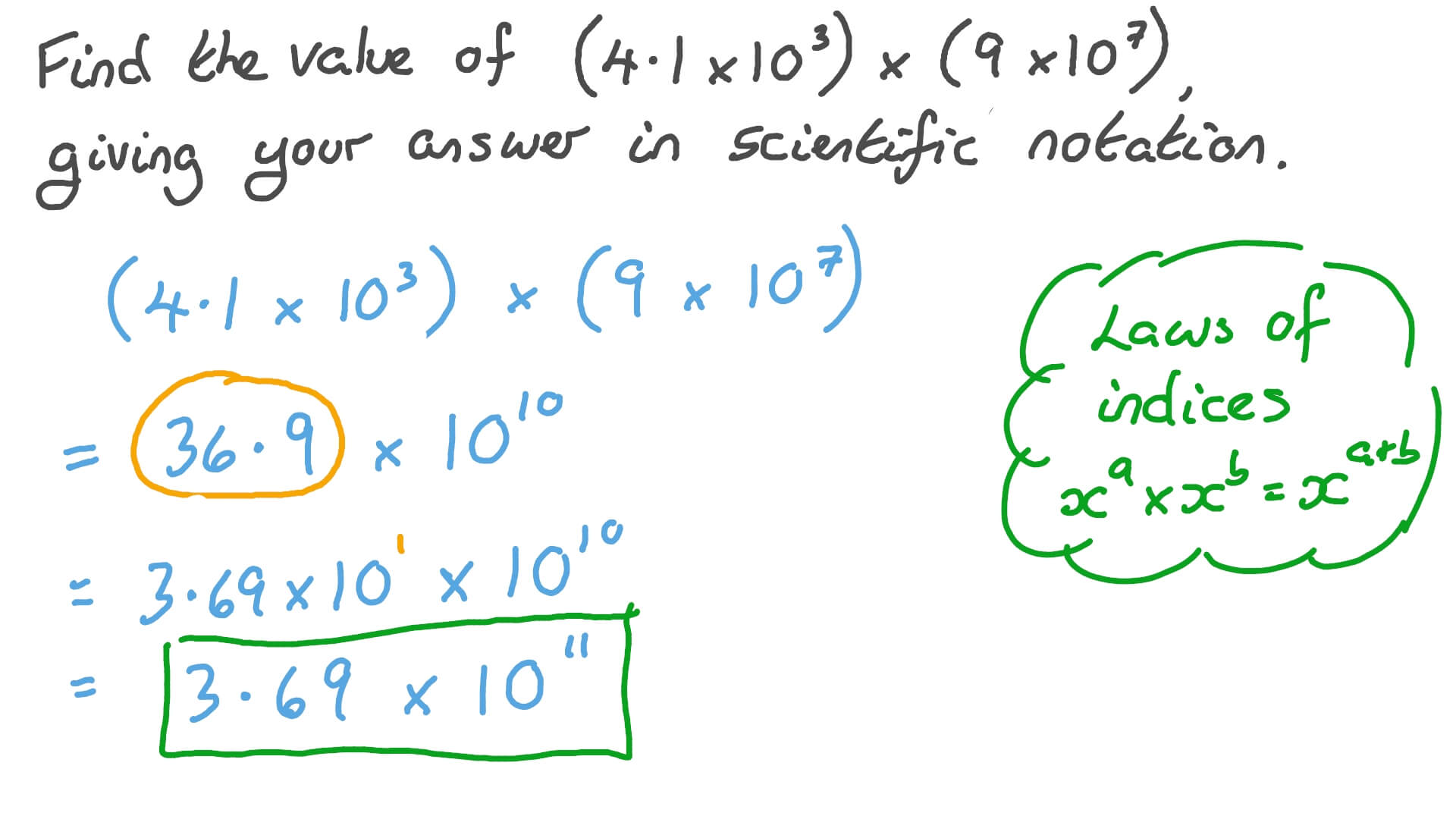 Question Video: Multiplying Numbers in Standard Form | Nagwa