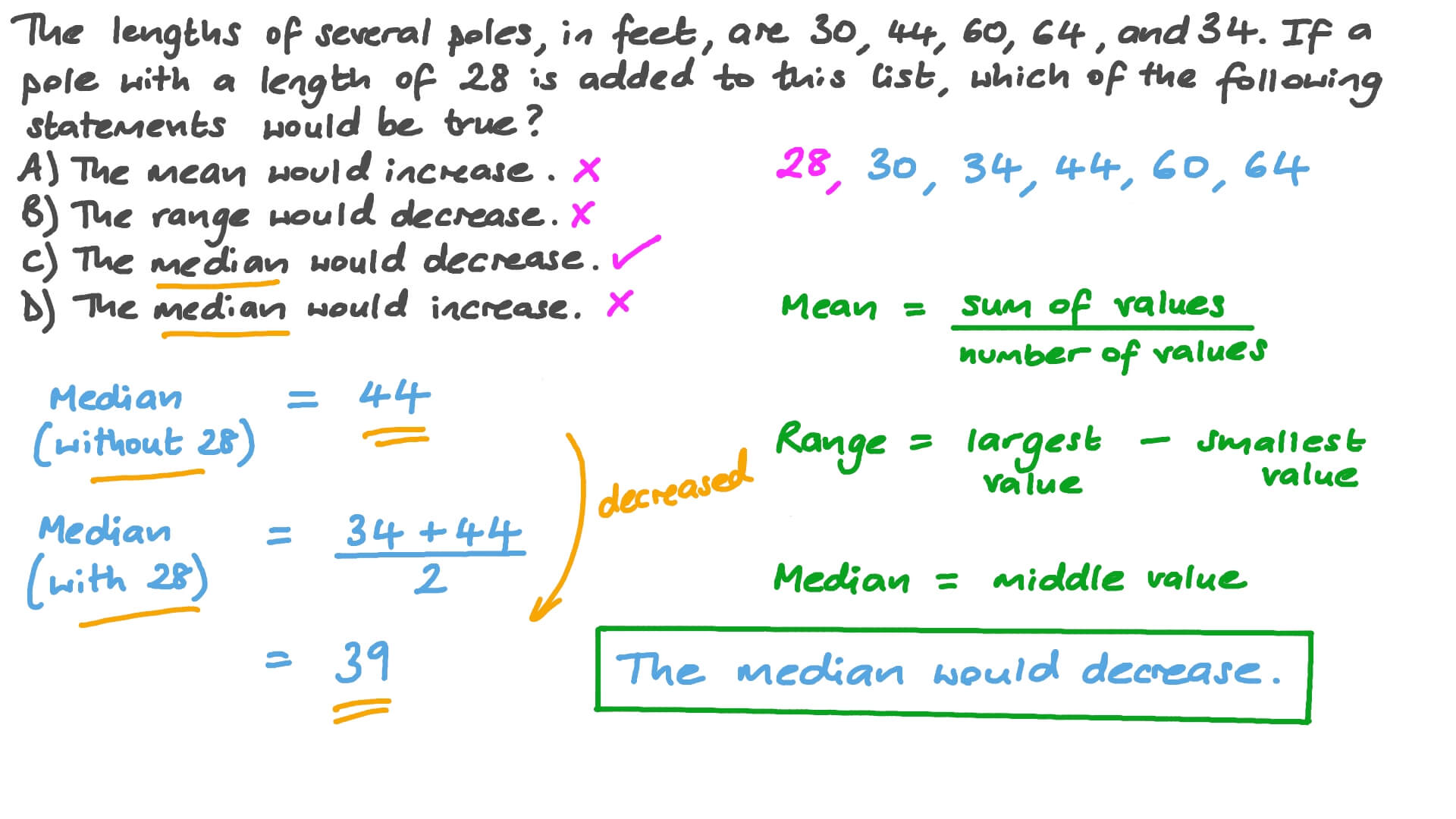ion Video Selecting A Correct Change In Statistical Measure When Adding A Data Value To A 