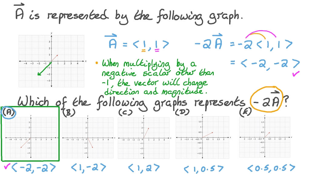 Question Video: Multiplying a 2D Vector by a Scalar Graphically | Nagwa