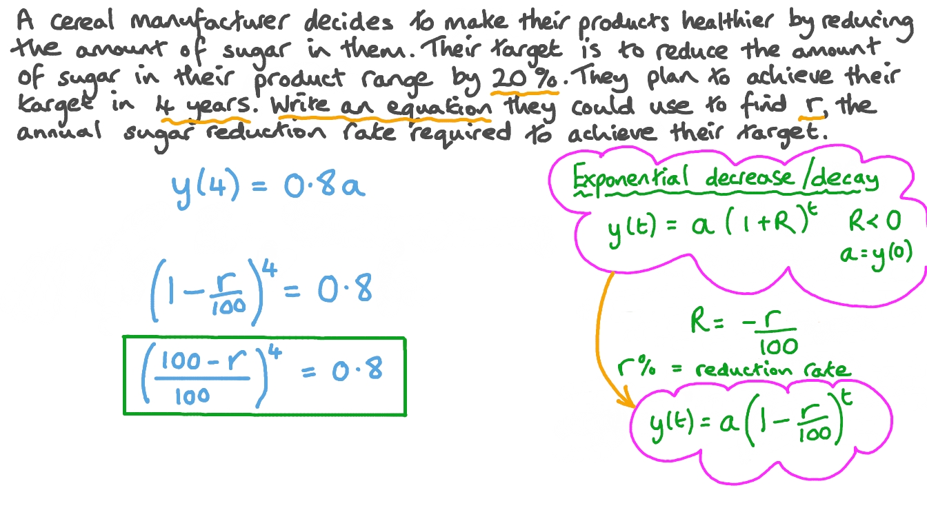 Question Video: Creating Exponential Equations with One Variable to ...