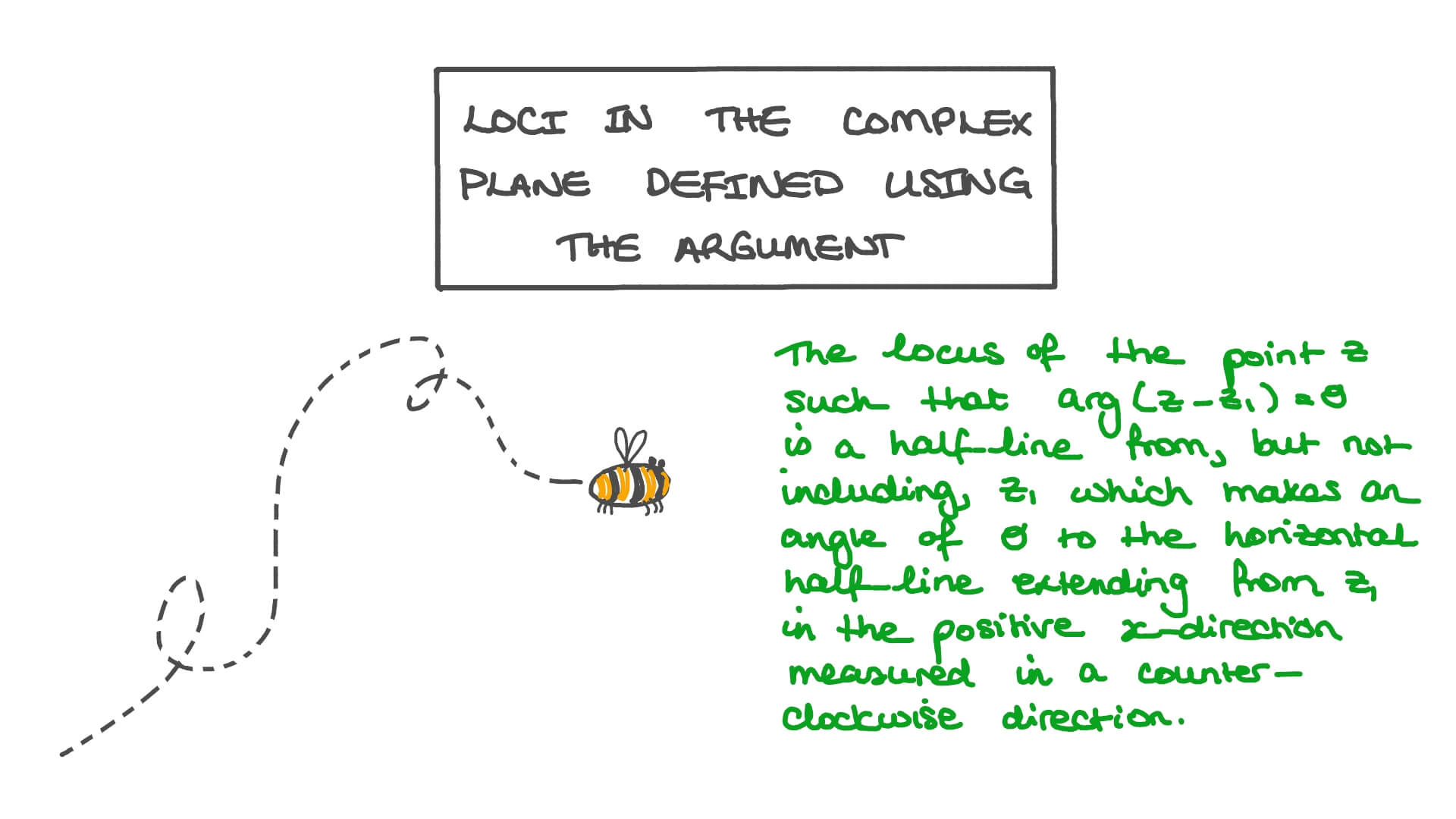 Video: Loci in the Complex Plane Defined Using the Argument | Nagwa