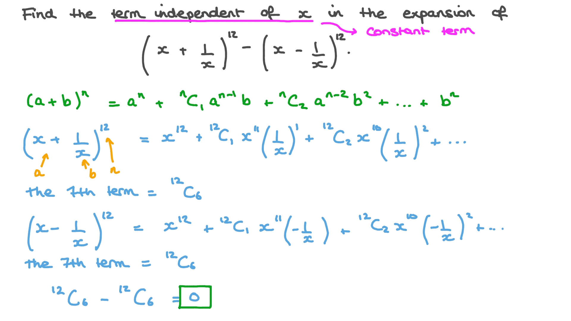 Question Video Finding A Certain Term In A Binomial Expansion Nagwa