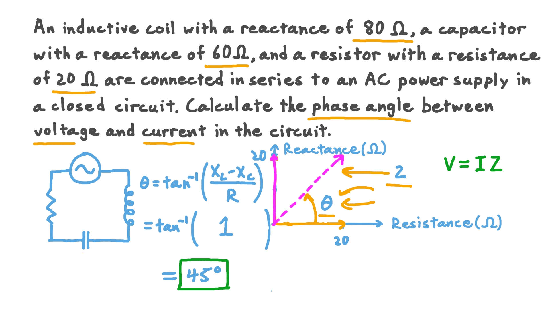 Video: Calculating the Phase Angle of an RLC Circuit | Nagwa