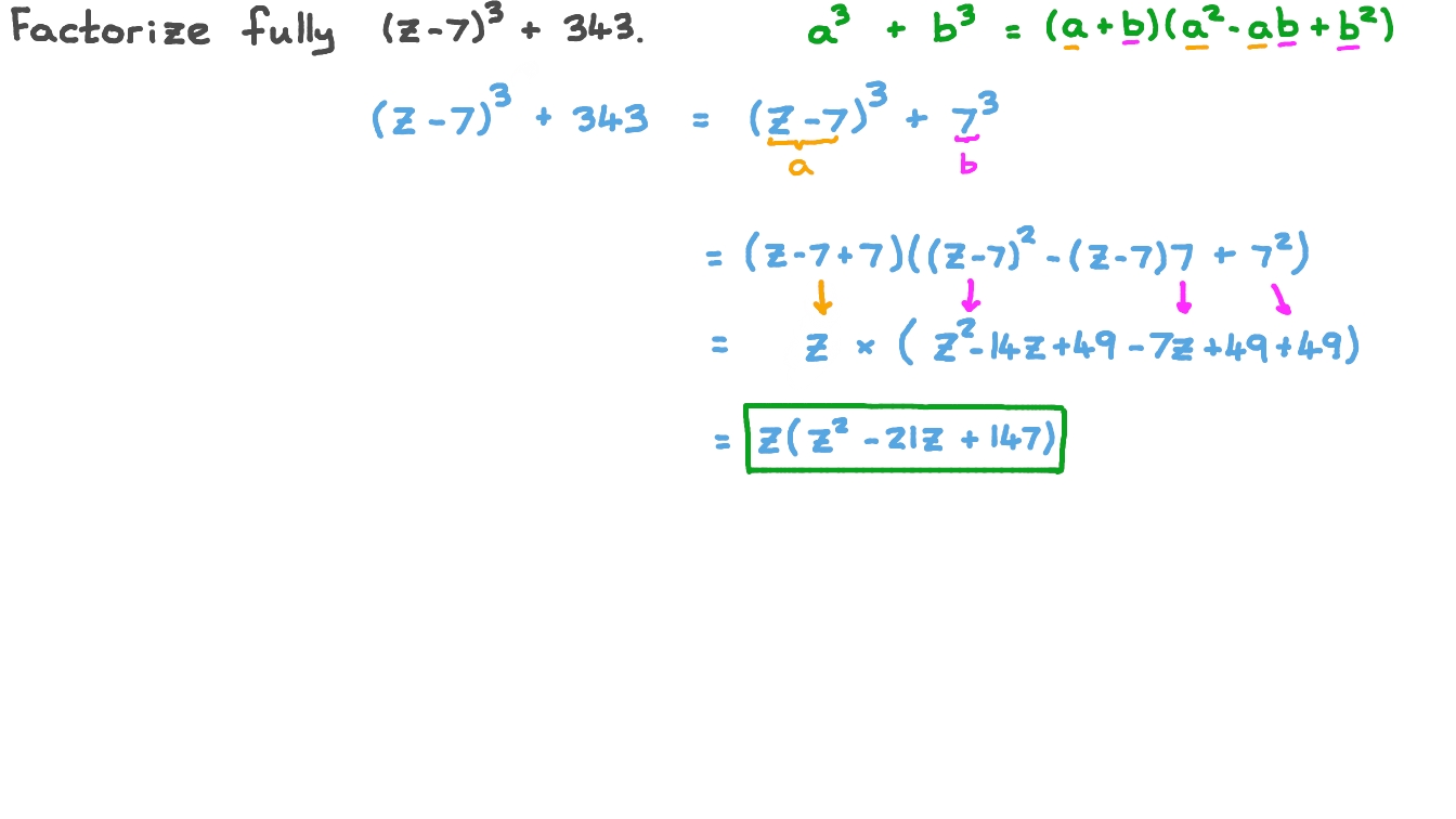 Question Video: Factorizing the Sum of Two Cubes | Nagwa