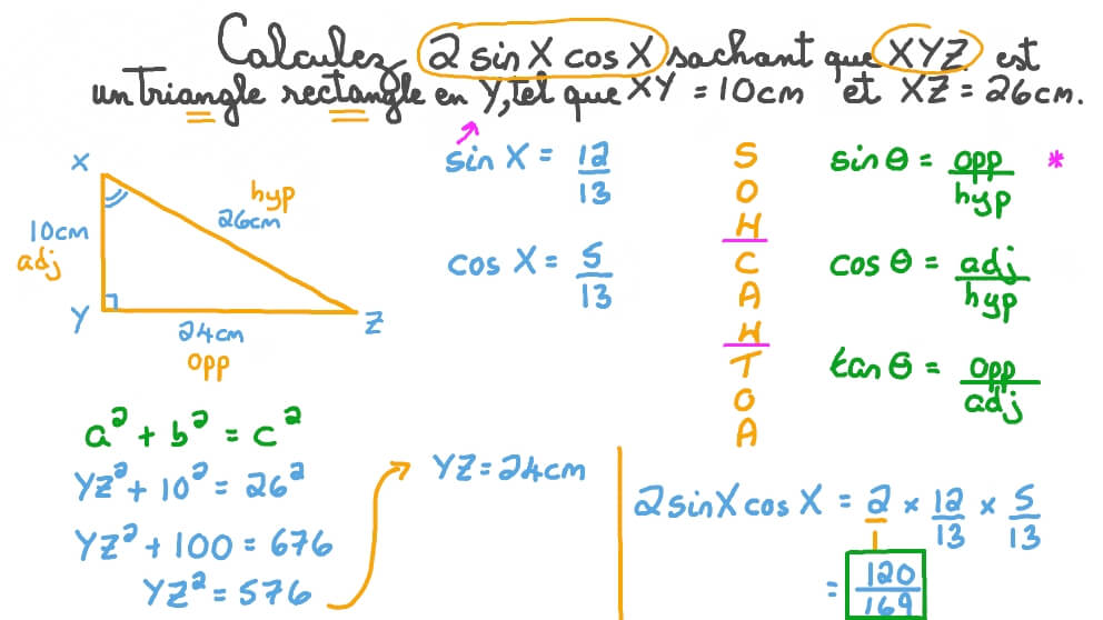 Question Video: Déterminer le sinus et le cosinus d’un angle dans un ...