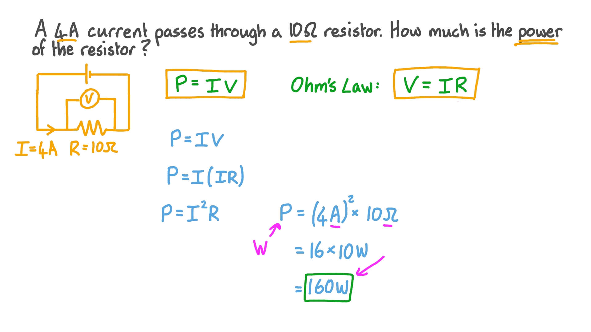 Question Video: Finding the Power of an Electrical Component | Nagwa