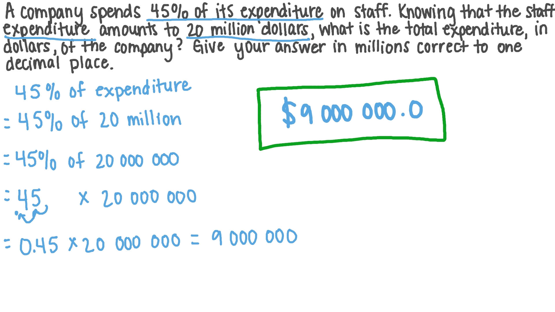 Question Video: Finding the Whole given a Part and Its Percentage with ...