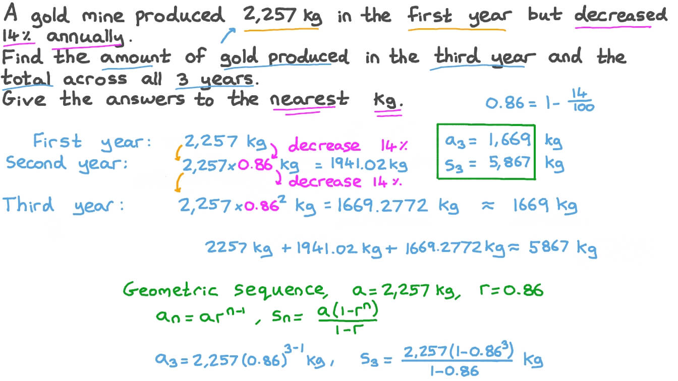 Question Video Solving Word Problems Involving Geometric Series Nagwa