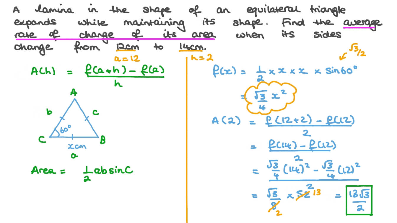 ion Video Finding The Average Rate Of Change Of The Area Of An