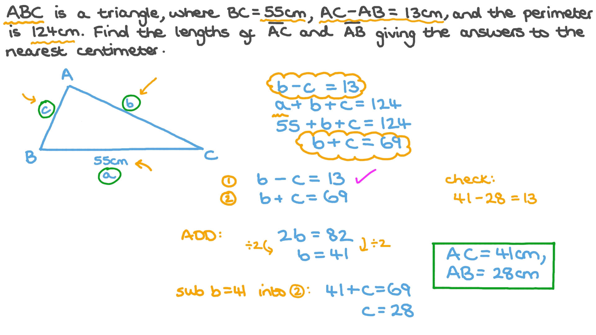 Question Video Solving A System Of Linear Equations To Find Unknown