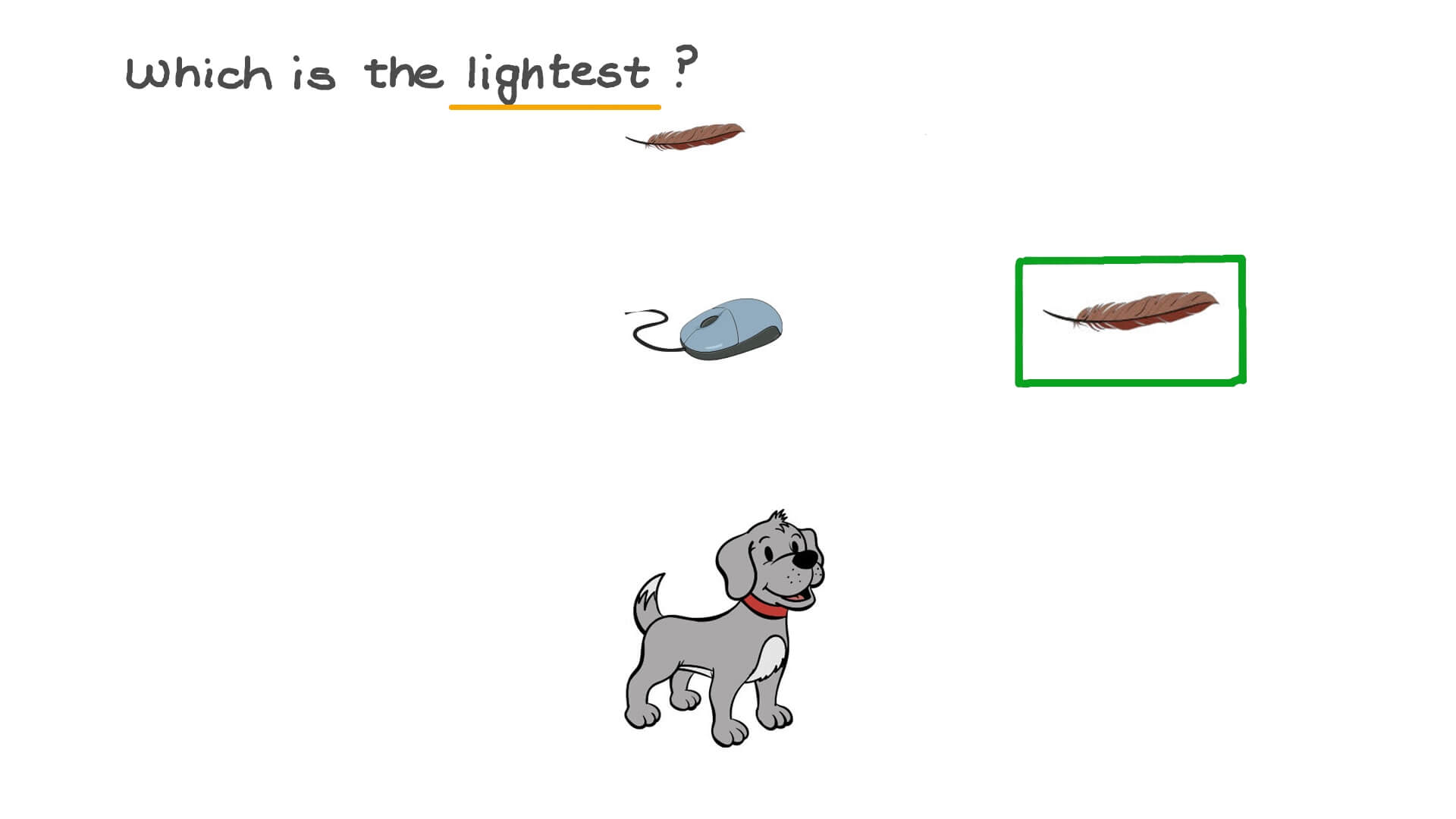 Question Video: Identifying Which Object Is the Lightest | Nagwa