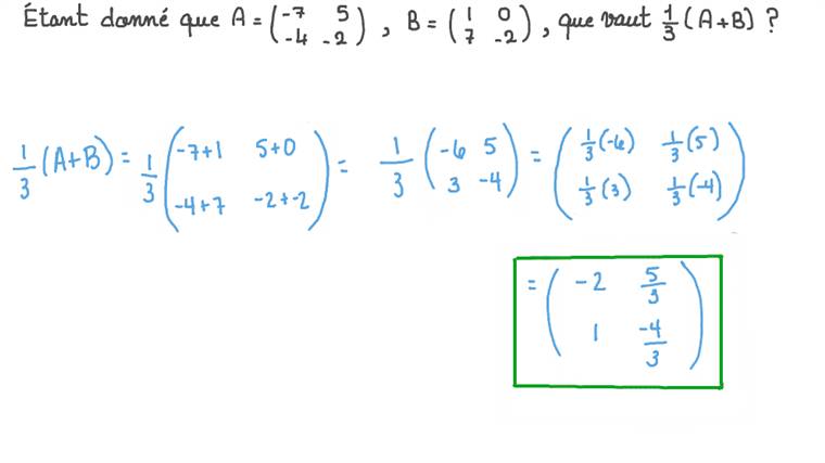 Leçon : Opérations sur les matrices | Nagwa