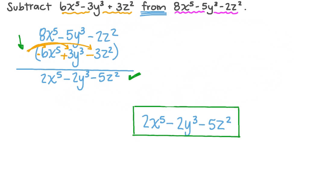 Question Video: Subtracting Algebraic Expressions | Nagwa
