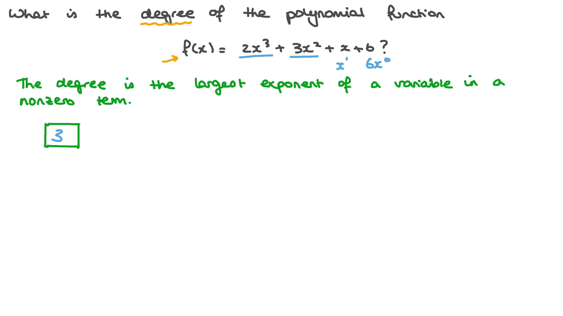 Question Video: Identifying the Degree of a Polynomial | Nagwa