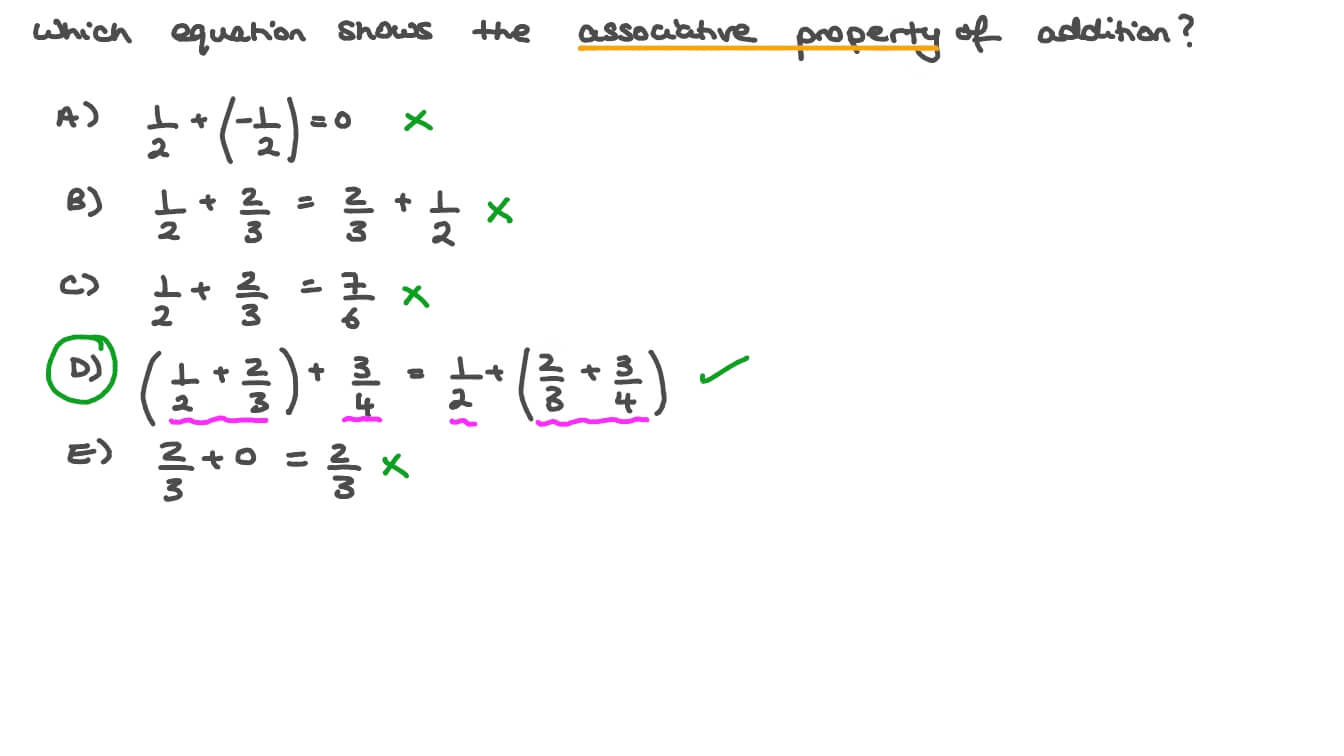 Question Video Identifying The Associative Property With Rational 