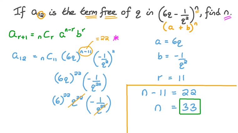 Lesson: General Term in the Binomial Theorem | Nagwa