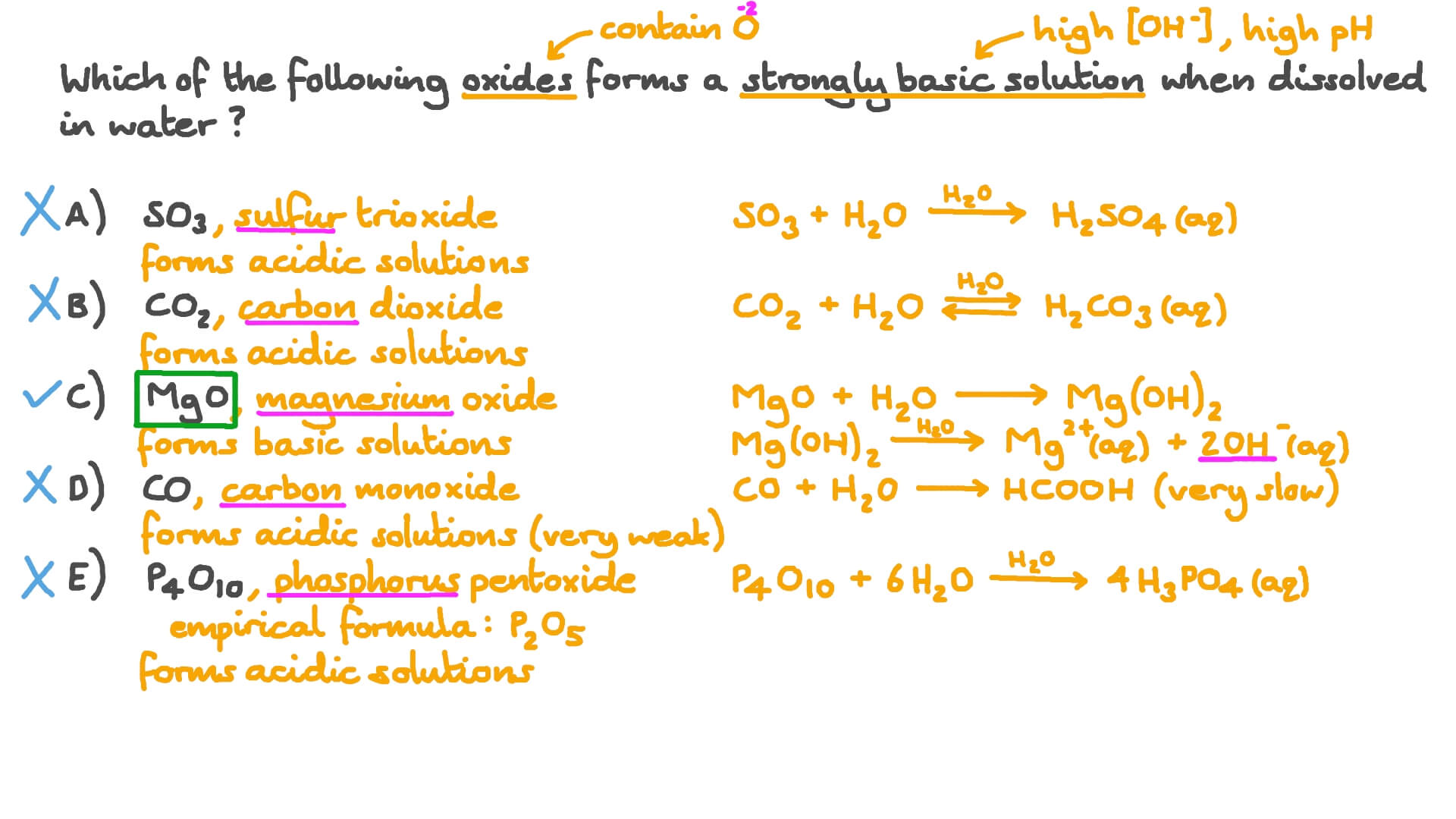 Video: Identifying the Oxide That Forms a Strongly Basic Solution in a ...