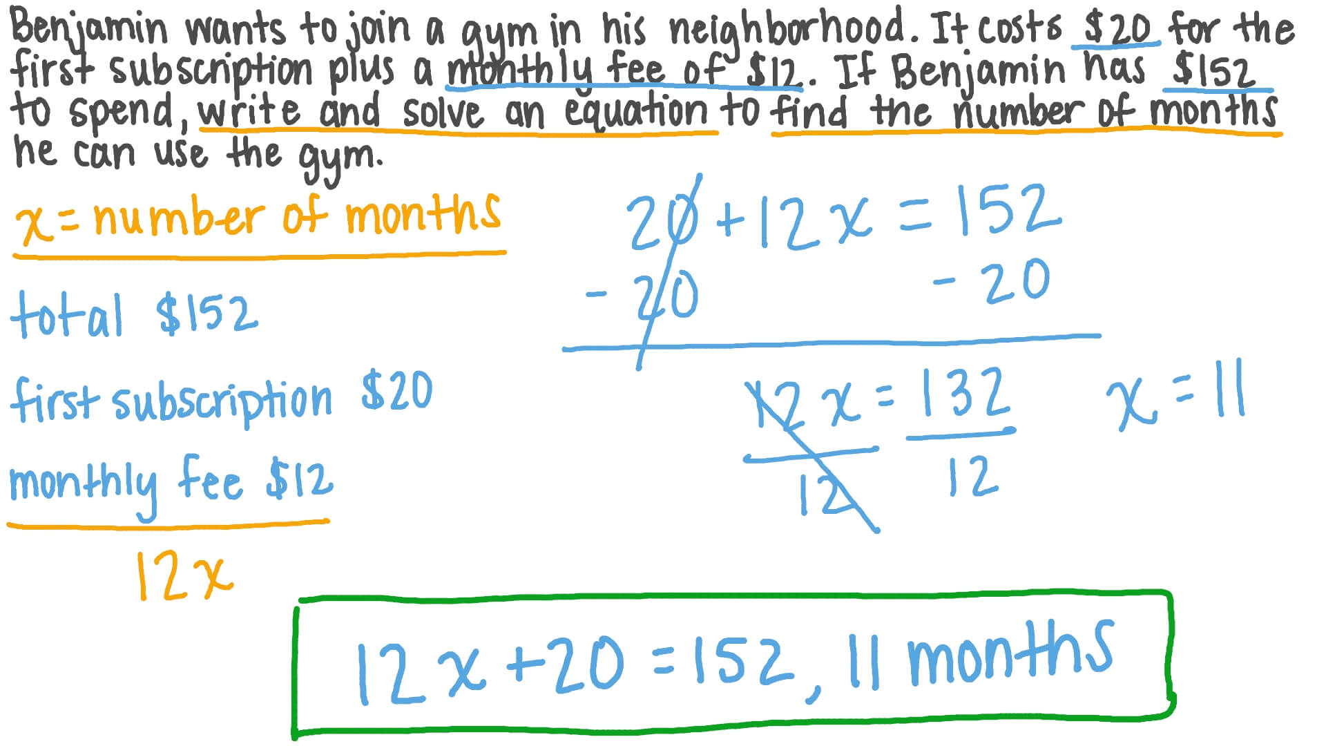Question Video Writing And Solving One Variable Equations Nagwa