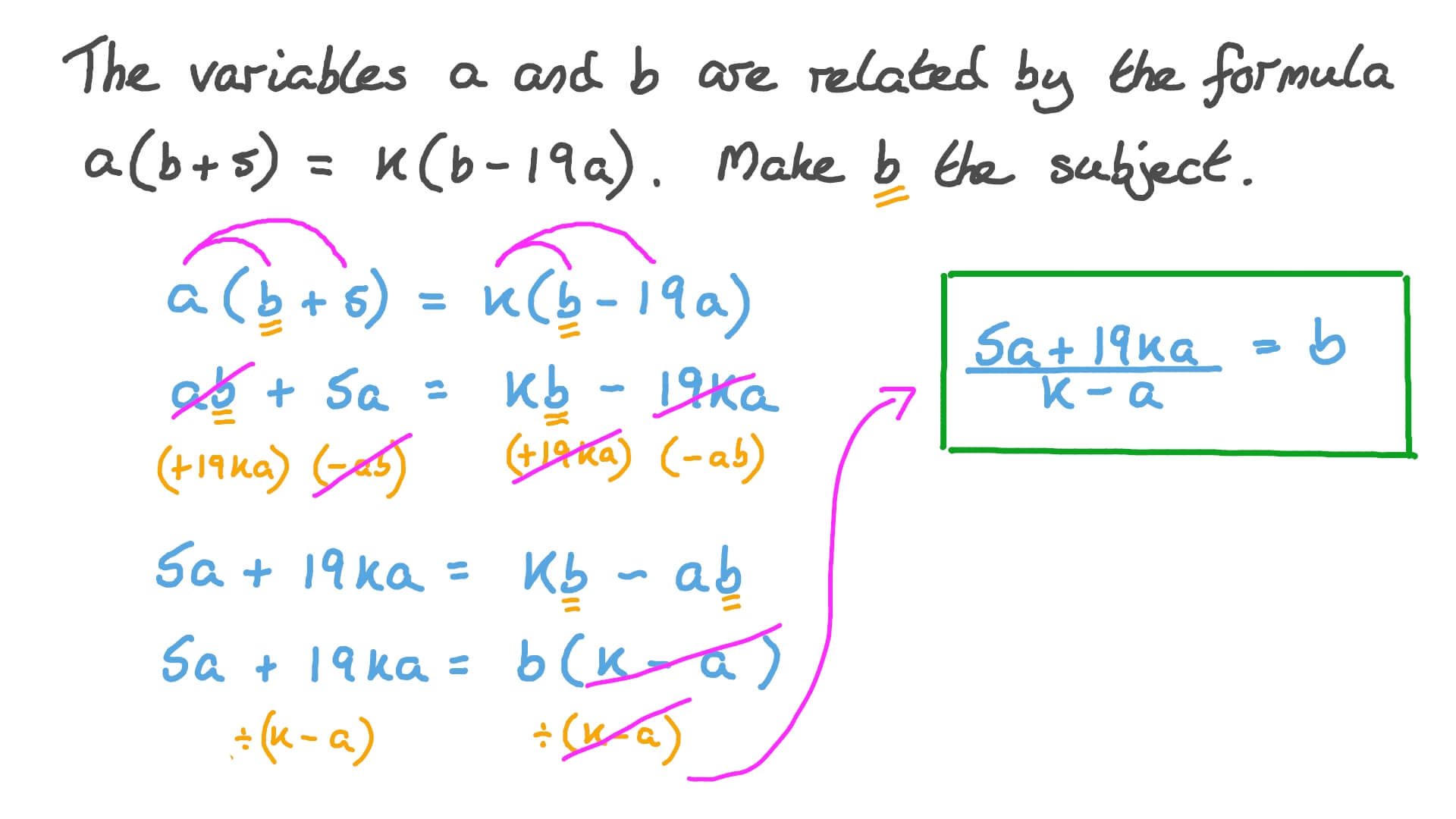 Question Video Changing The Subject Of A Formula Nagwa Question Video Changing The Subject Of A Formula Nagwa