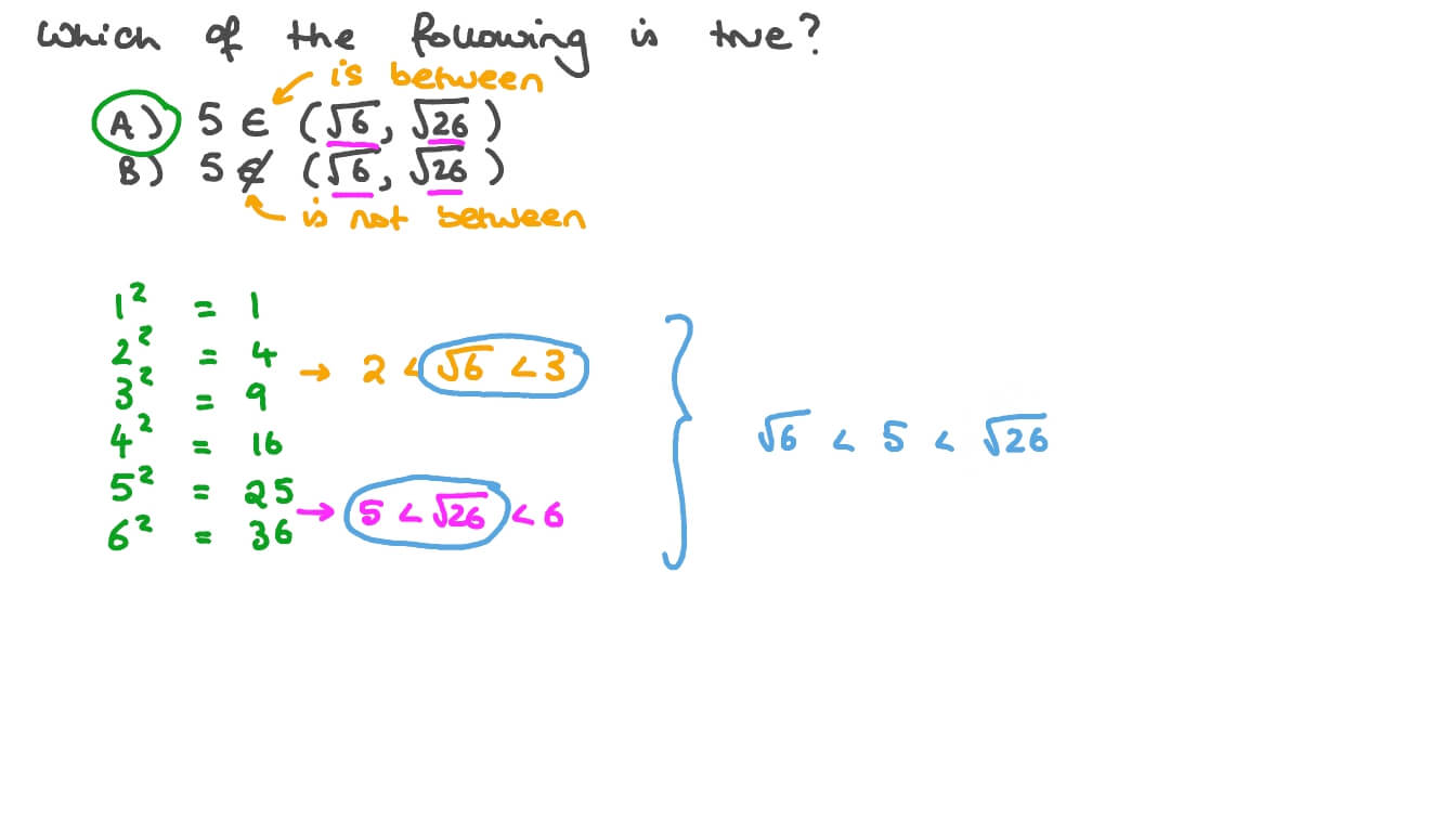Question Video: Determining Whether a Number Belongs to an Interval | Nagwa