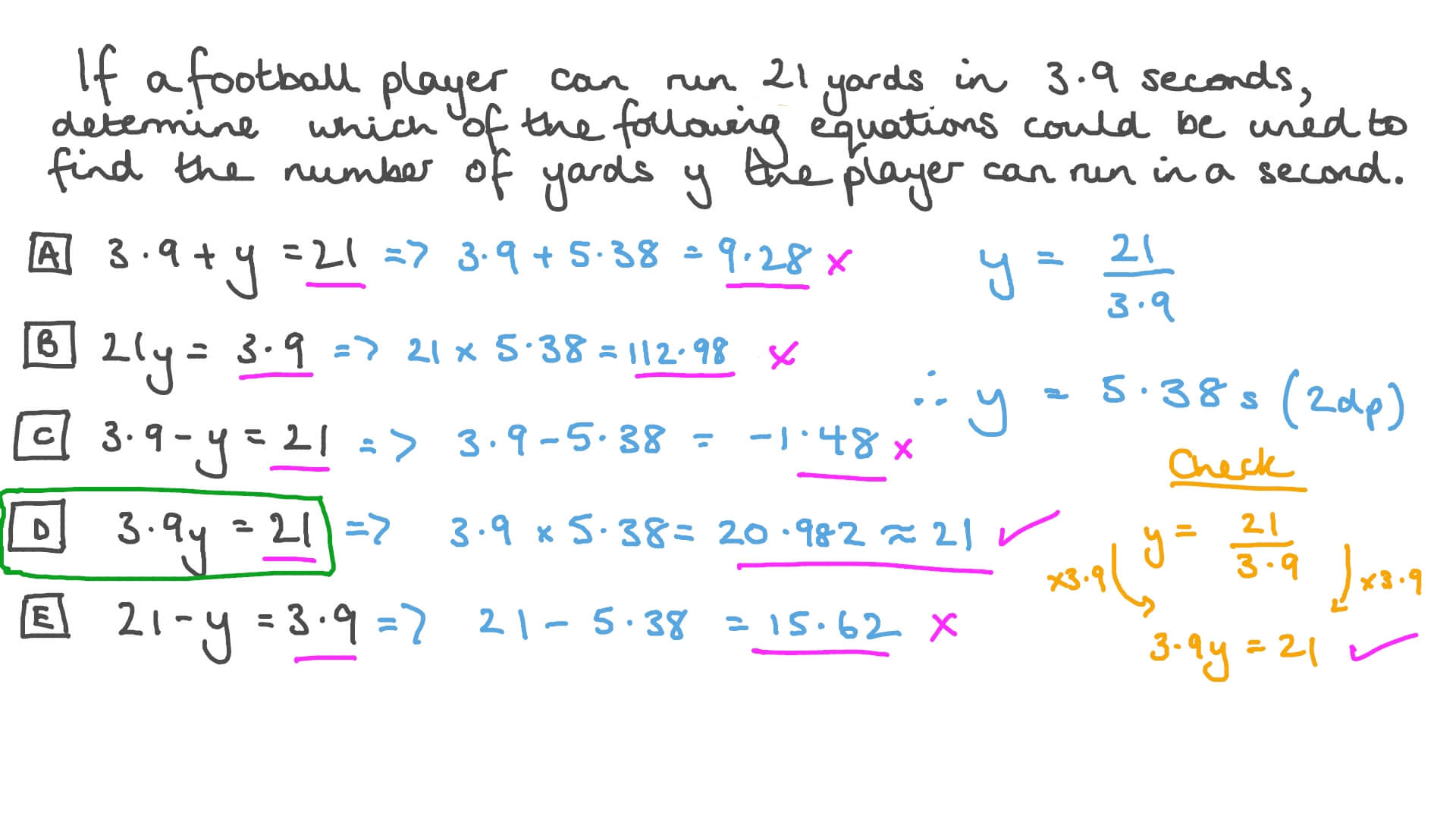 Question Video Writing One Step Multiplication Linear Equations To 