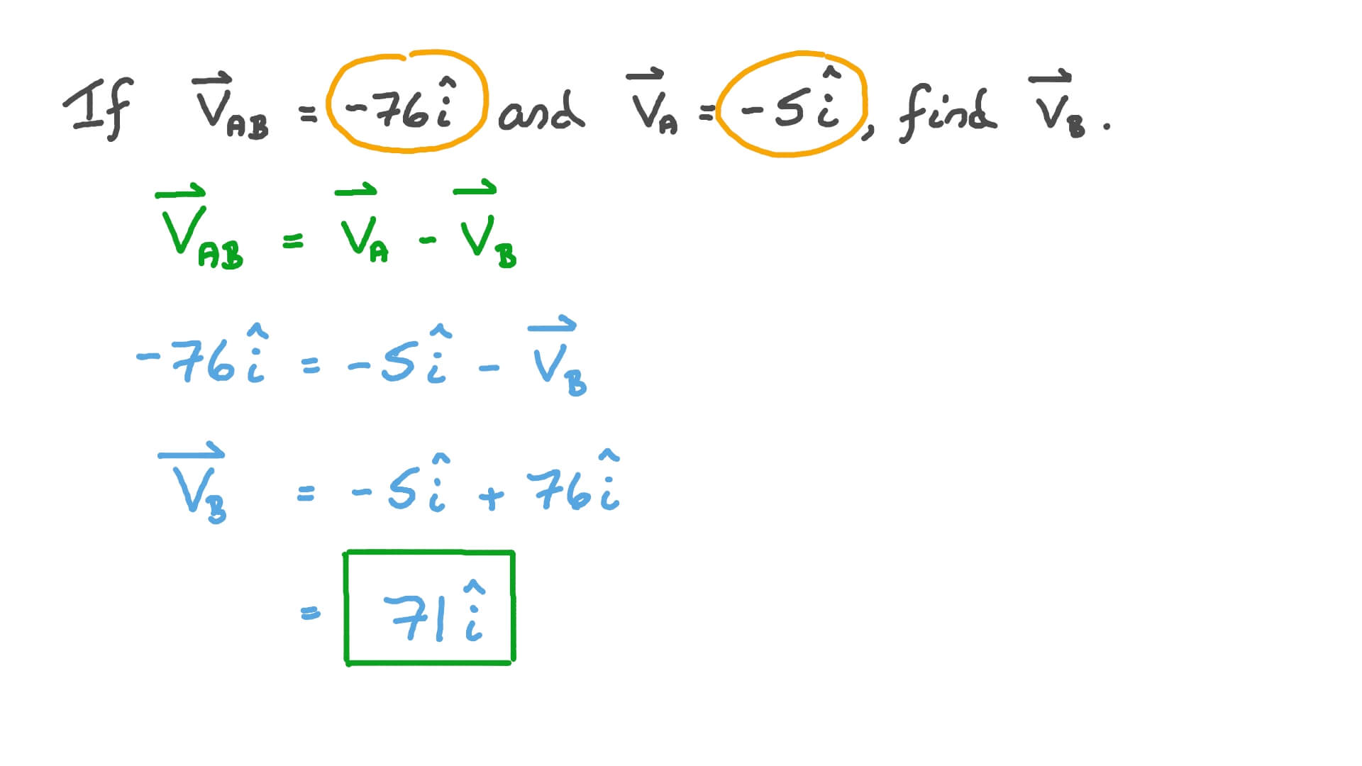 Question Video: Finding the Velocity of a Body Using Relative Velocity ...
