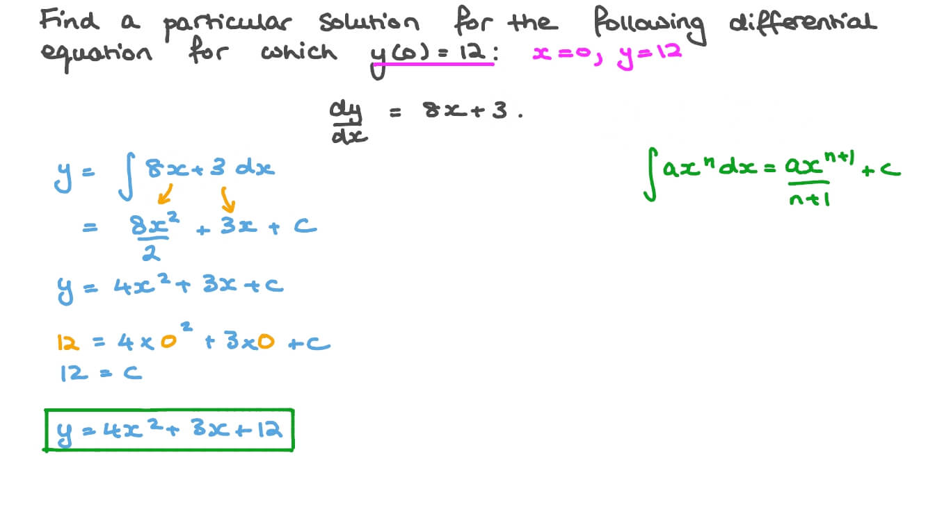 Question Video: Solving Differential Equations | Nagwa