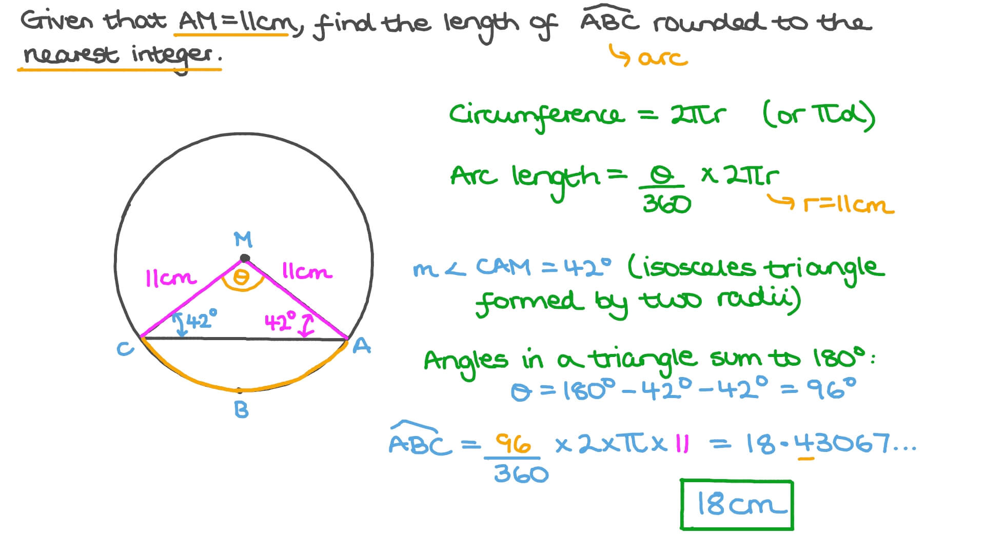 ion Video Finding The Length Of The Minor Arc In A Circle Given 