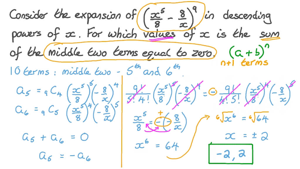 Question Video Using Binomial Expansion To Solve Exponential Equations