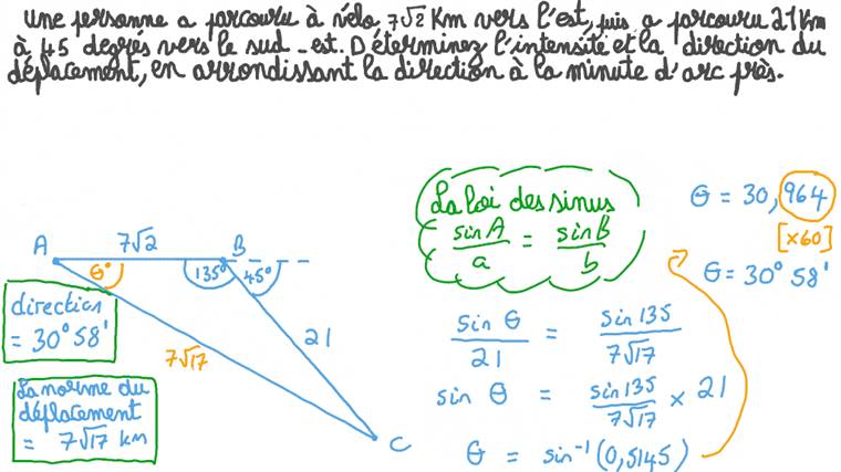Leçon: Applications sur la loi du sinus et la loi des cosinus | Nagwa