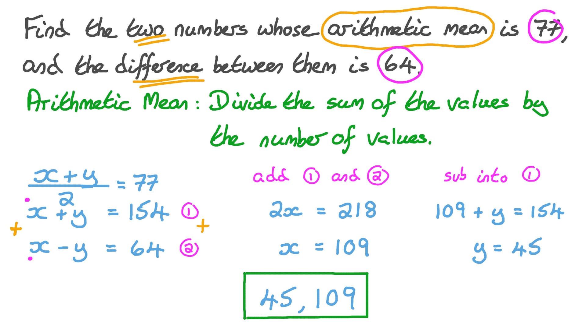 ion Video Finding Two Numbers Given Their Arithmetic Mean And