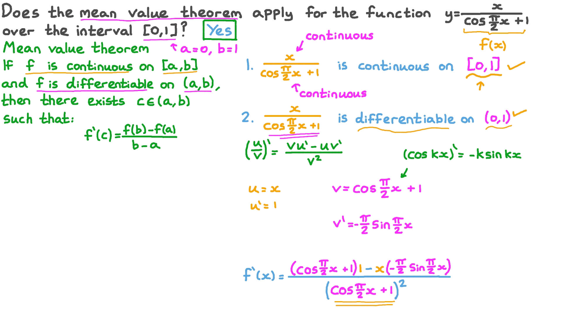 Question Video Checking If The Mean Value Theorem Applies To The