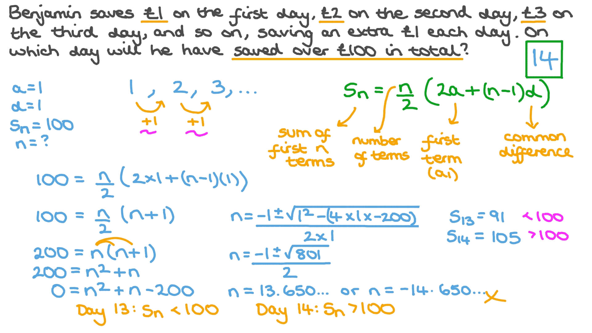 Question Video Solving Word Problems Involving Arithmetic Sequences