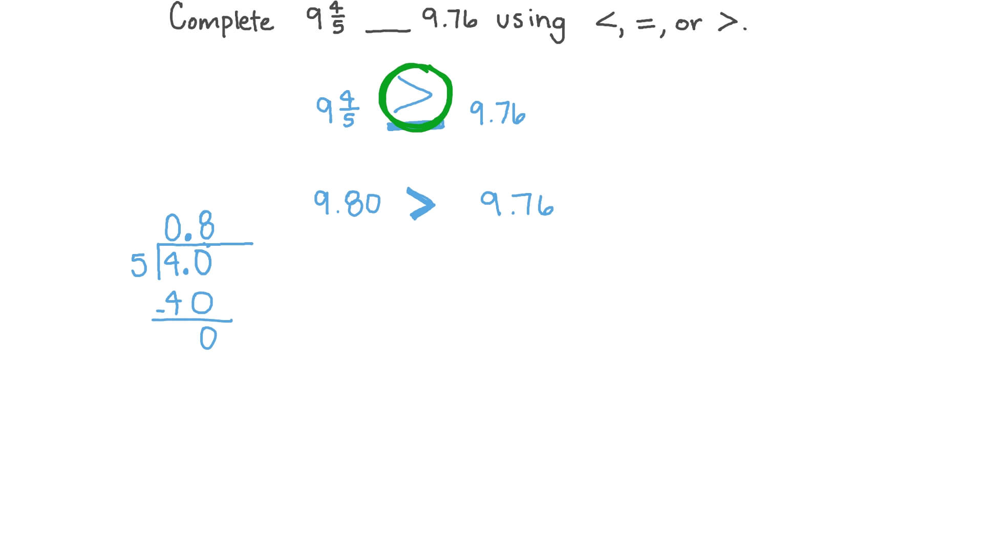 Question Video Comparing Mixed Numbers With Decimal Numbers Nagwa Question Video Comparing Mixed Numbers With Decimal Numbers Nagwa