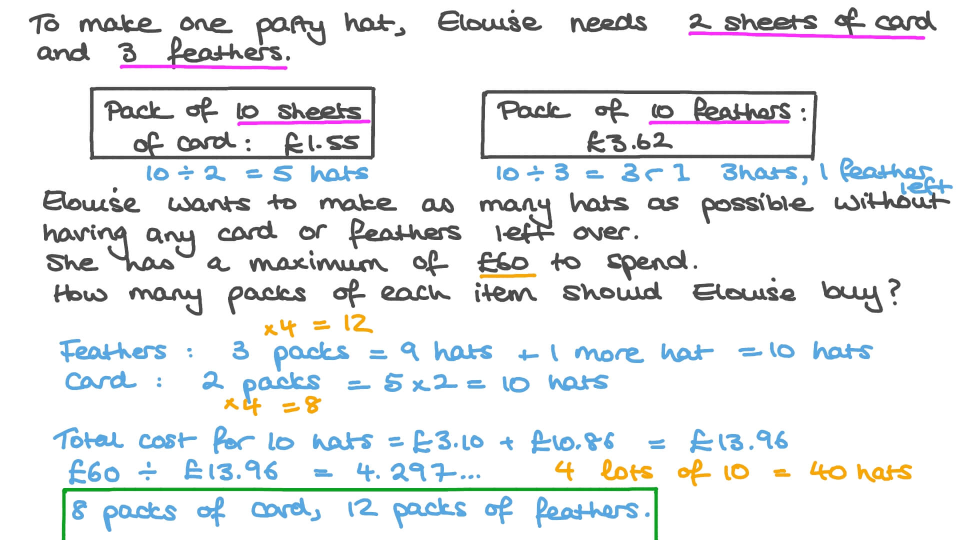 Video: Minimizing Cost in a Word Problem | Nagwa