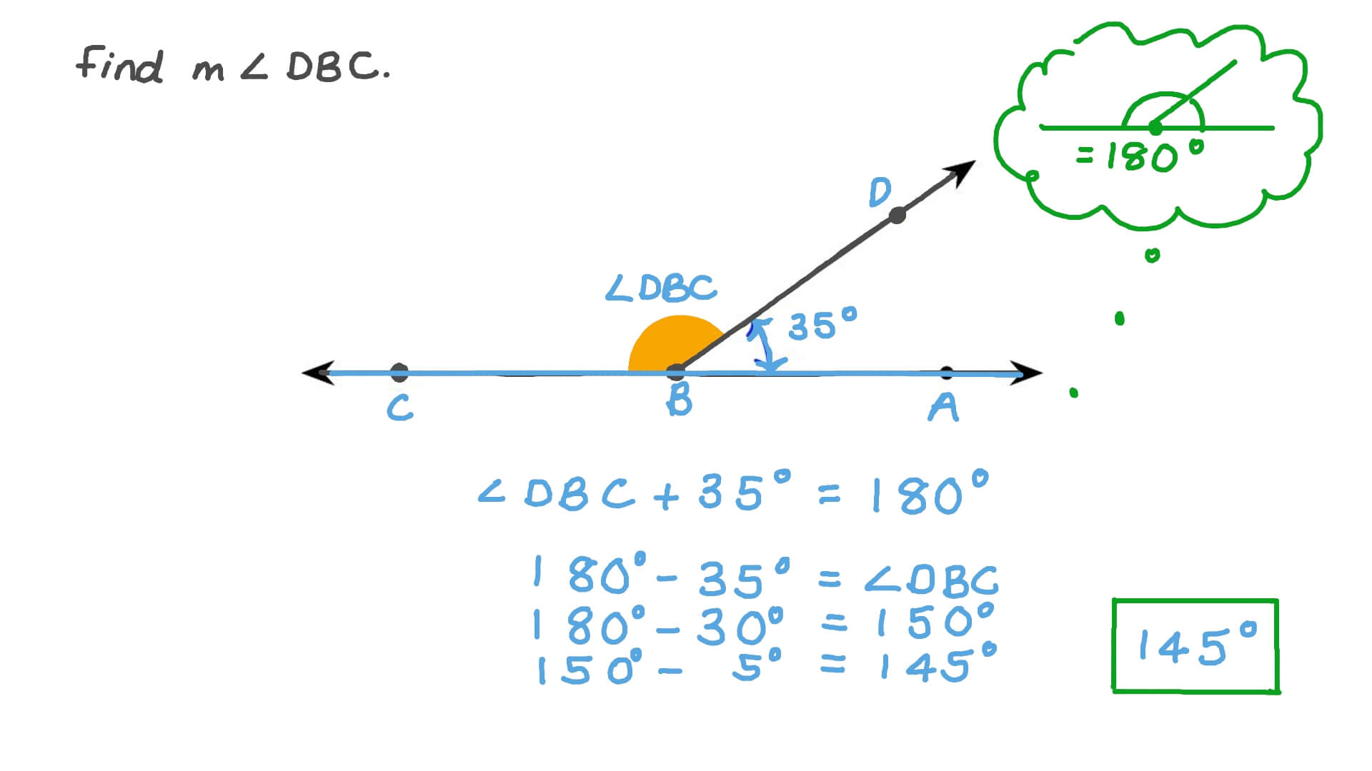 Question Video Finding The Measure Of An Angle Given Its Supplementary