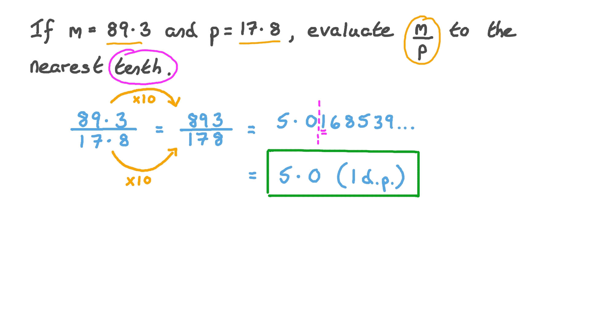 Question Video Evaluating Algebraic Fractions Involving Decimal 