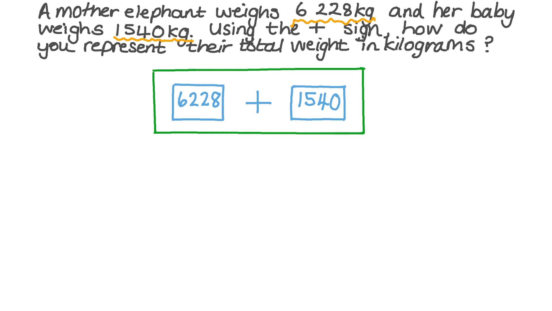 Question Video: Writing Expressions Involving the Addition of 2 Multi-Digit Numbers | Nagwa