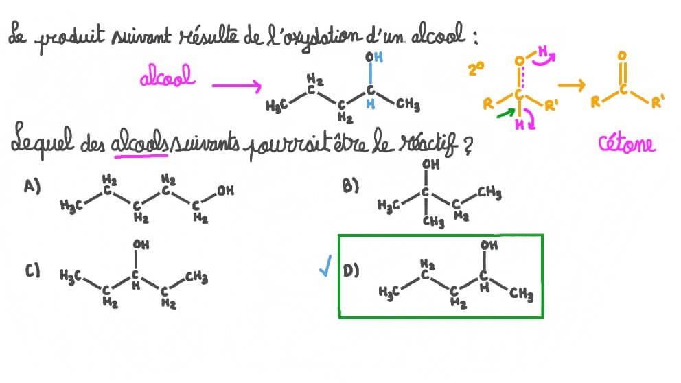 Question Video: Détermination de la structure d’un alcool à partir du ...
