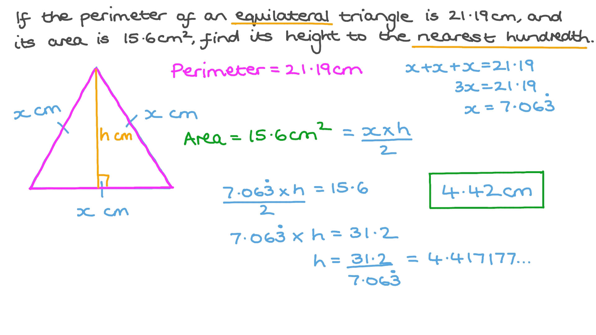 ion Video Finding The Height Of An Equilateral Triangle Given Its 