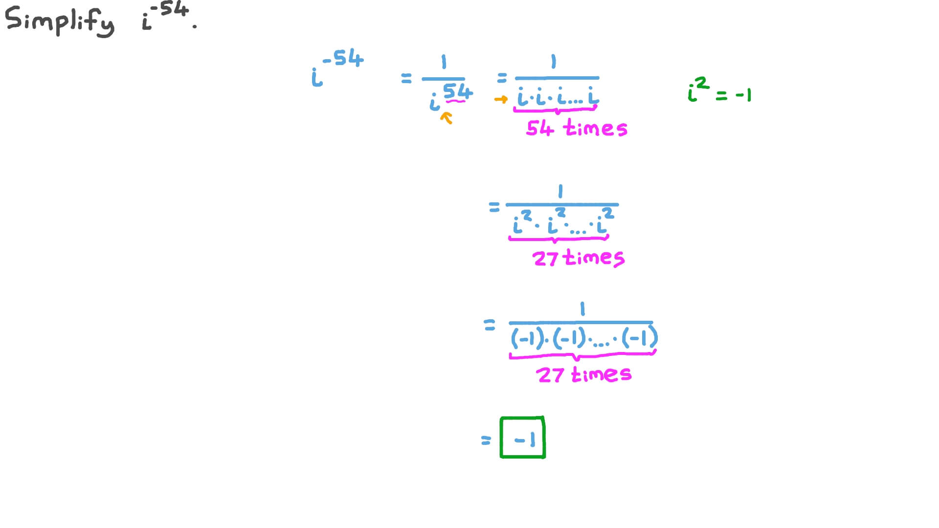 Question Video: Simplifying Imaginary Numbers | Nagwa