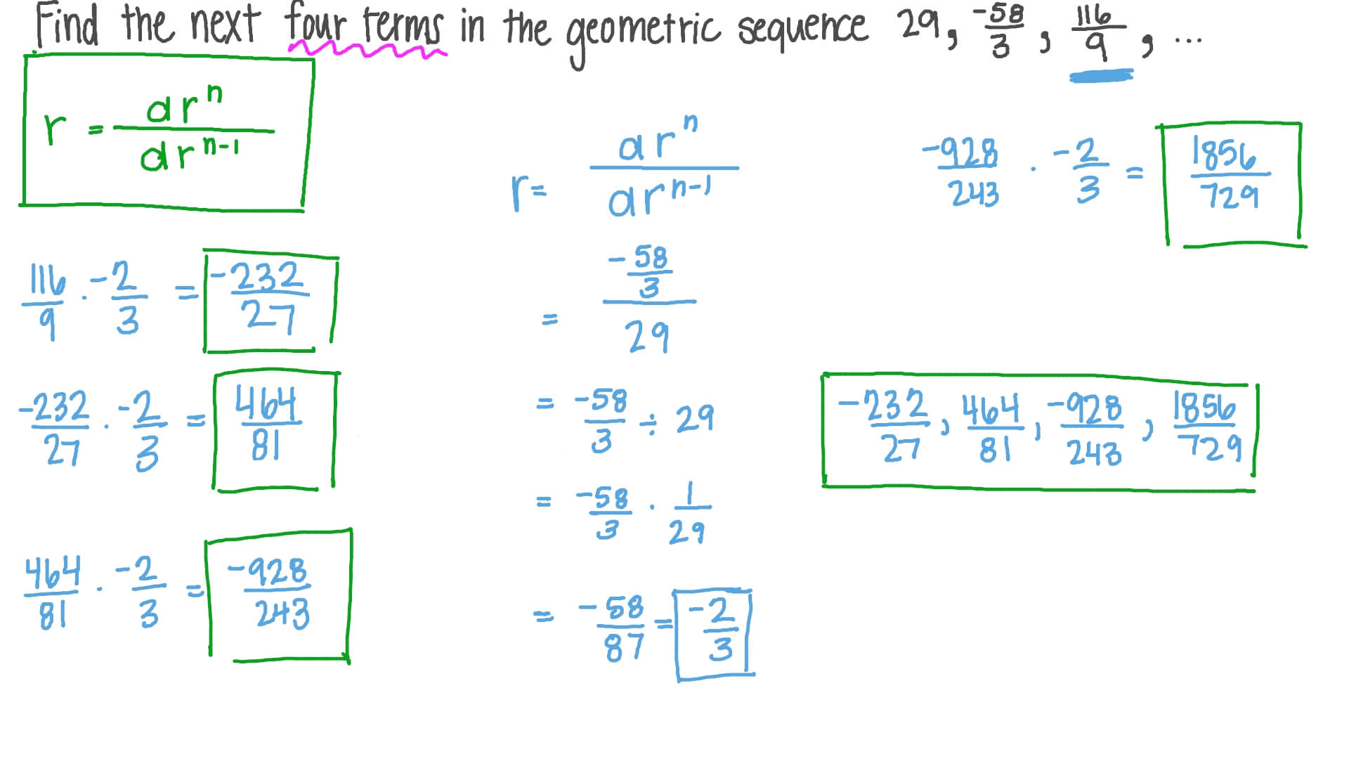 Question Video Finding The Missing Terms Of A Given Geometric Sequence