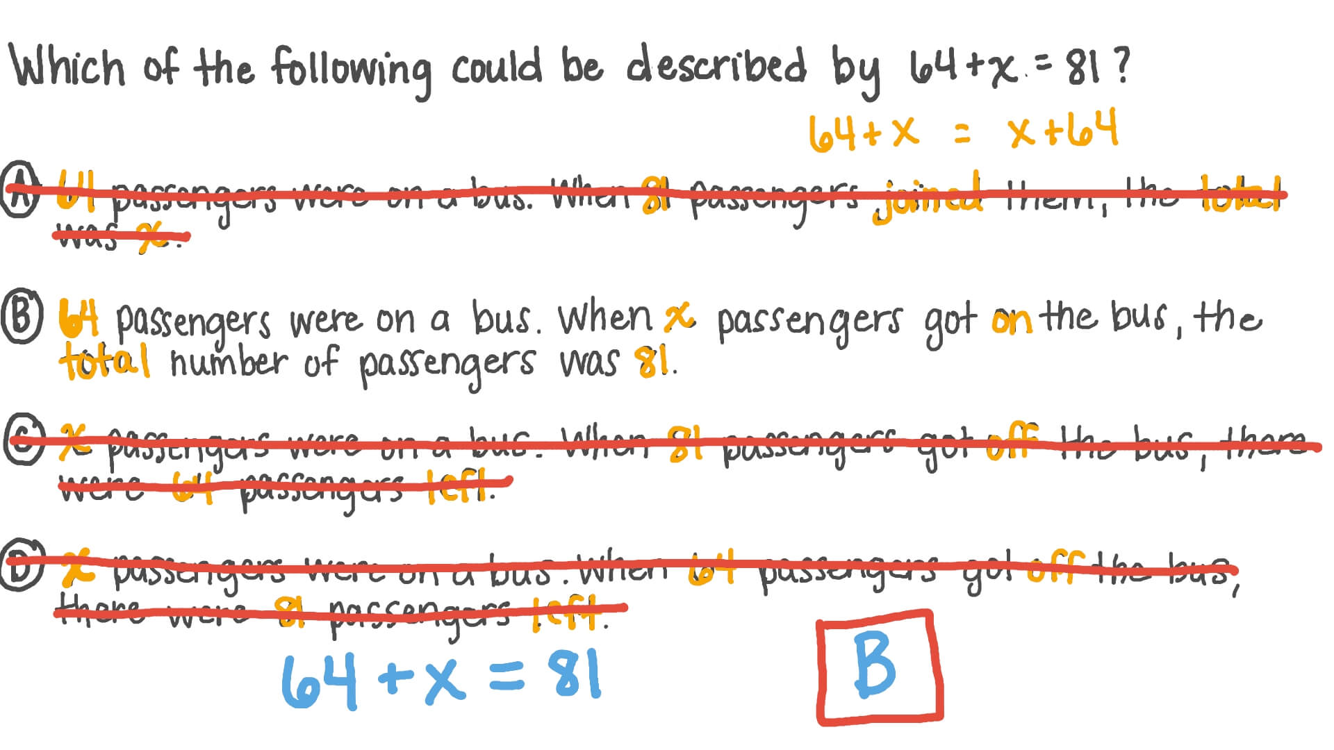 Question Video: Relating a Real-Life Situation to a One-Variable ...