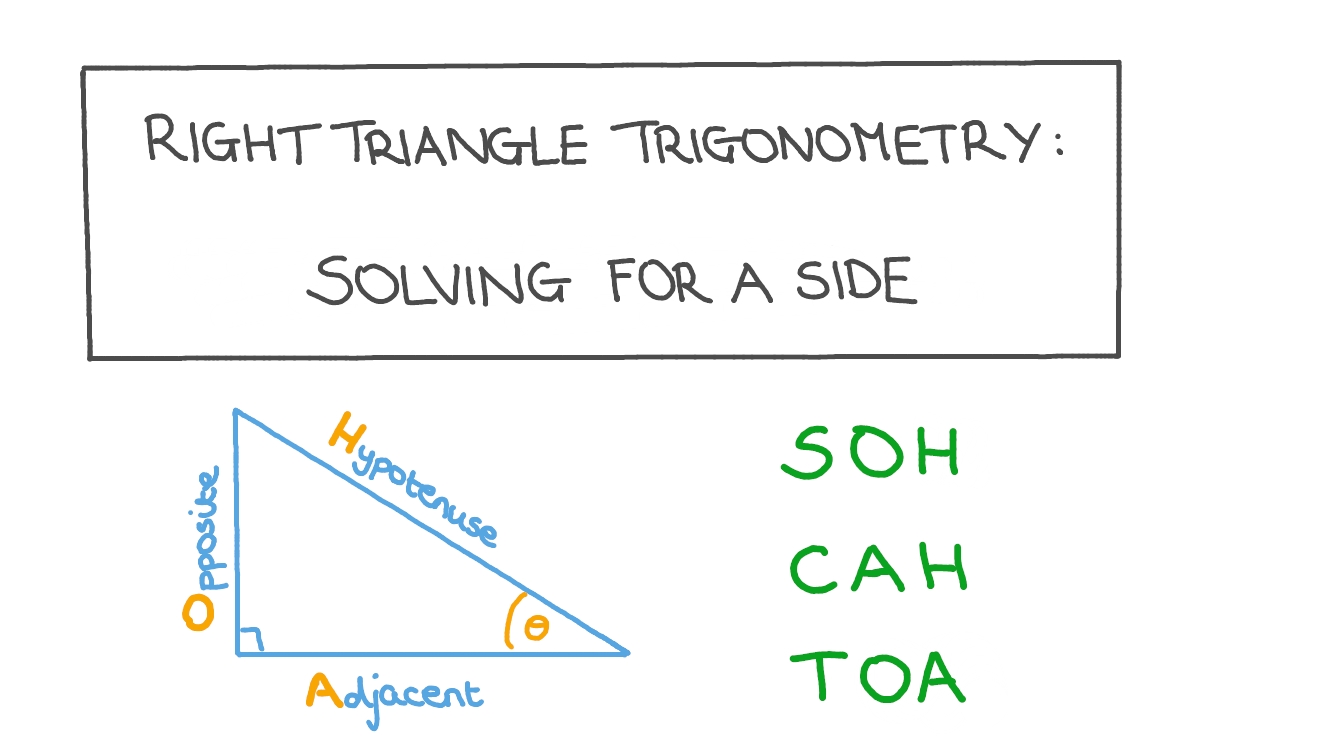 Lesson Video Right Triangle Trigonometry Solving For A Side Nagwa