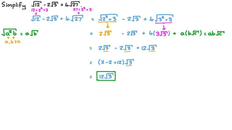 Lesson: Adding and Subtracting Square Roots | Nagwa