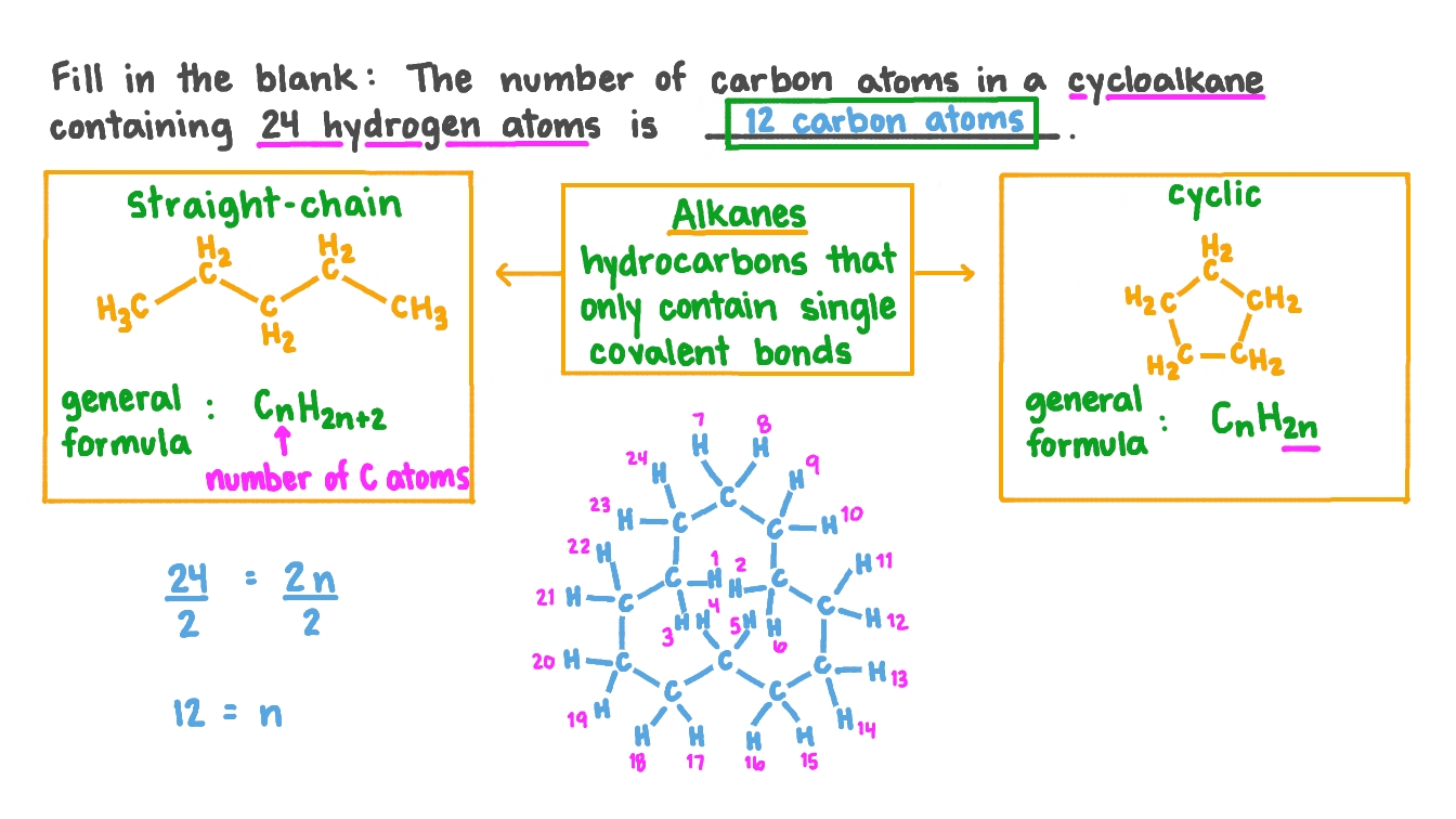Question Video Determining The Number Of Carbon Atoms In A Cycloalkane