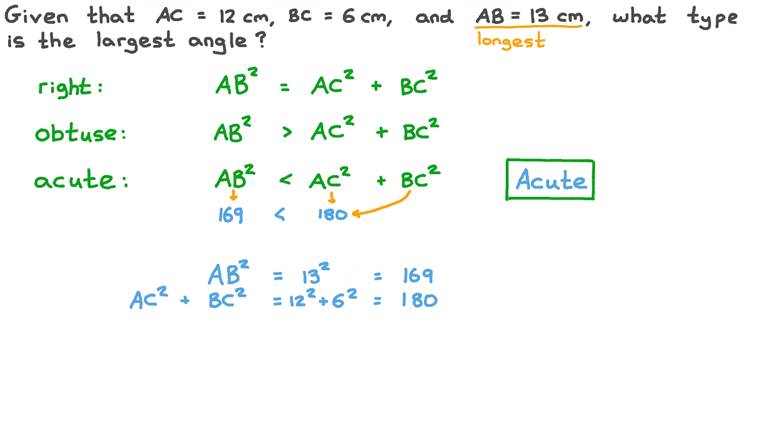 Lesson: Pythagorean Inequality Theorem | Nagwa