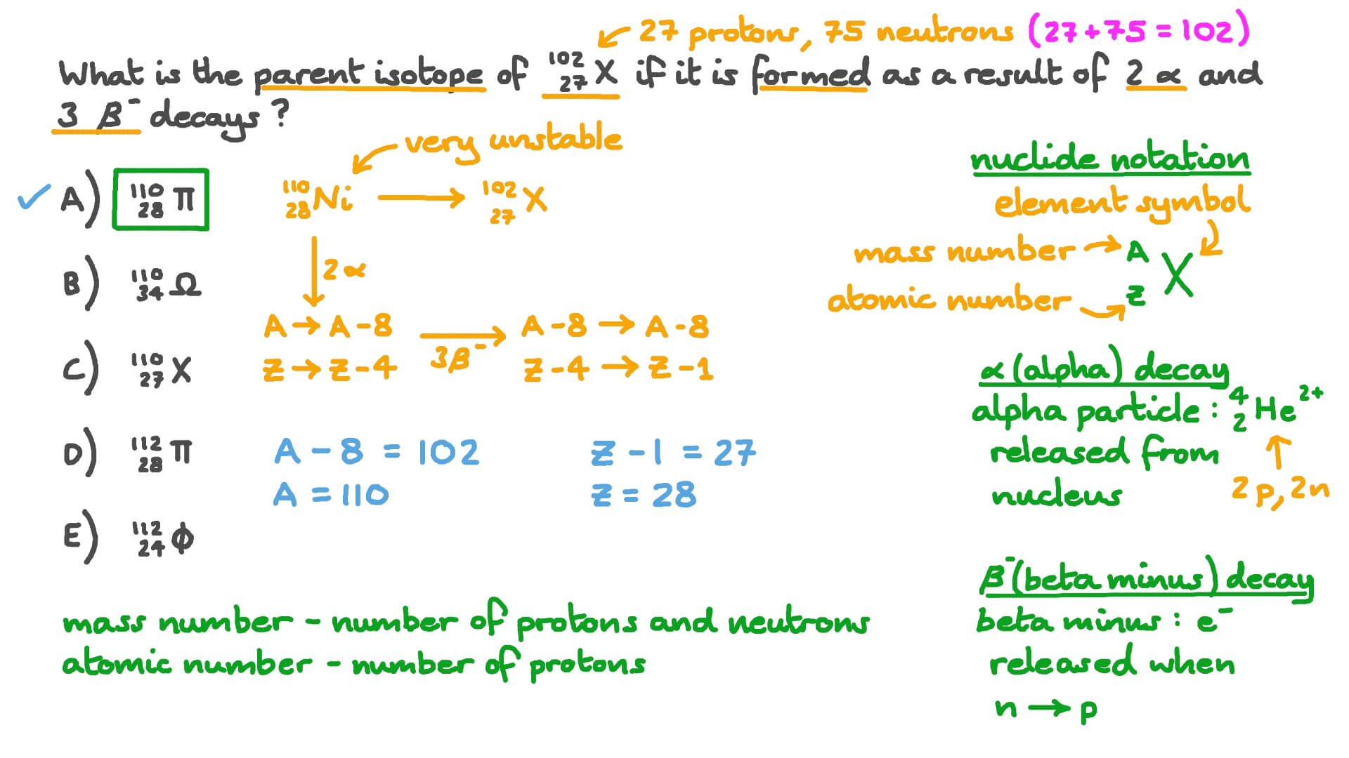 Video: Deducing the Nuclide Symbol of the Parent Element of a Given ...