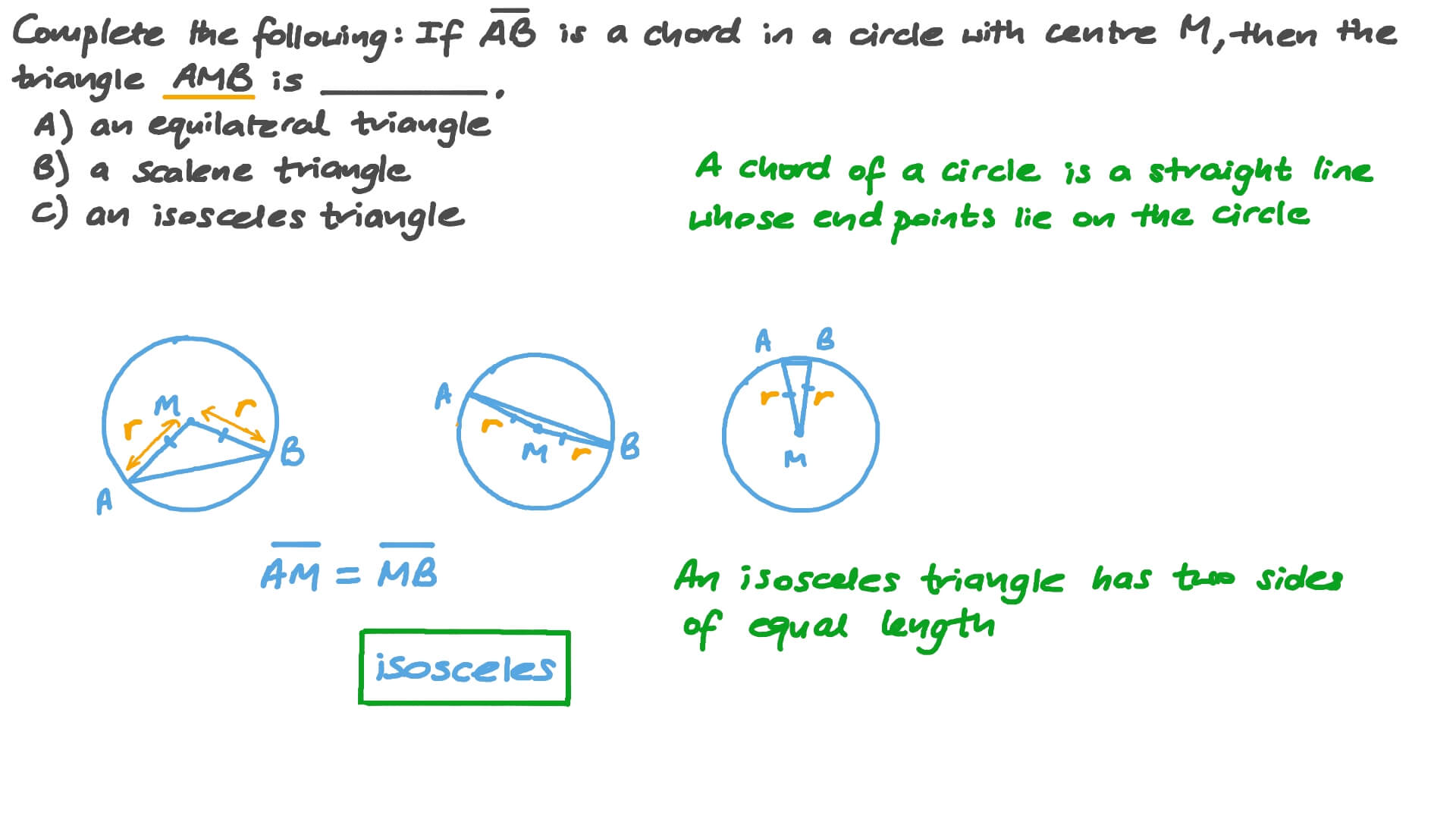 Question Video: Identifying the Type of a Triangle given Its Sides | Nagwa