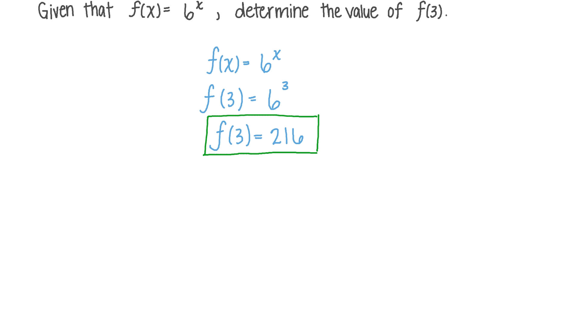 Question Video: Evaluating Exponential Functions | Nagwa